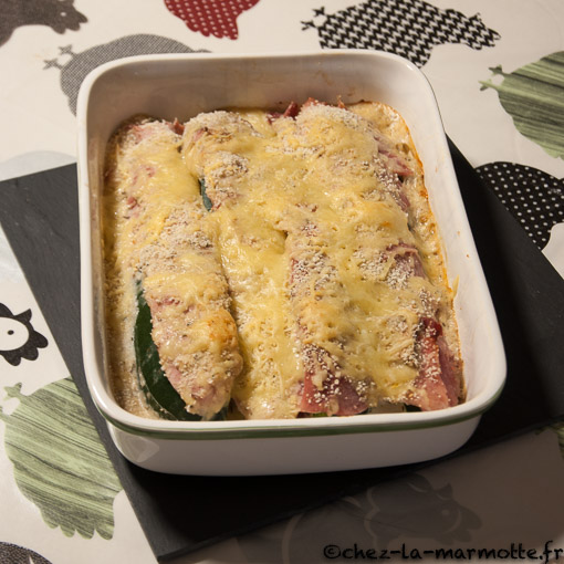 Courgette au jambon à la béchamel forestière – Marmotte cuisine… tradi